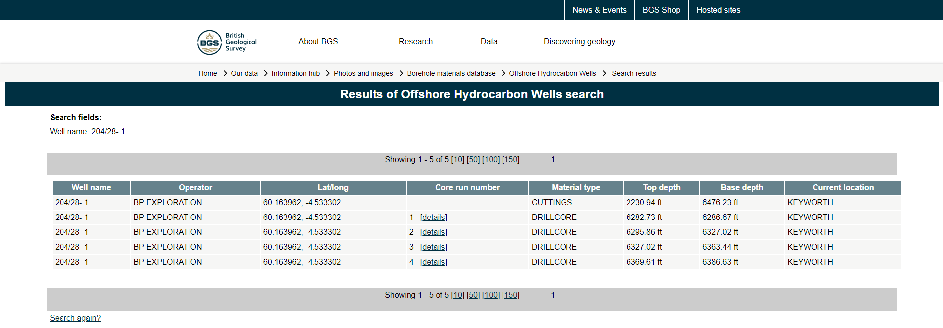 View BGS Core Data – NDR Support Documentation and Help